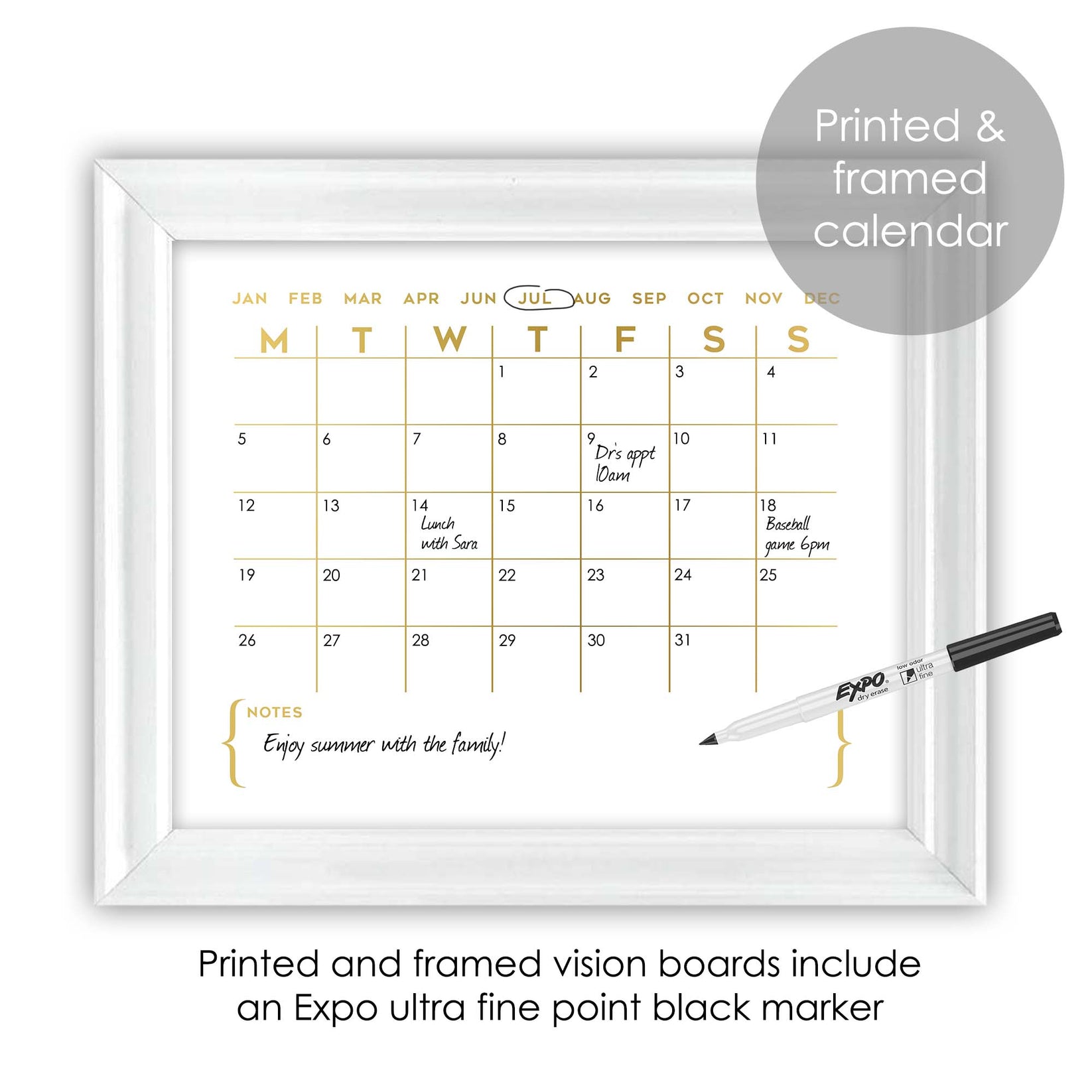 Modern Gold Monthly Calendar Wall Art for Office Decor – La Design Boutique
