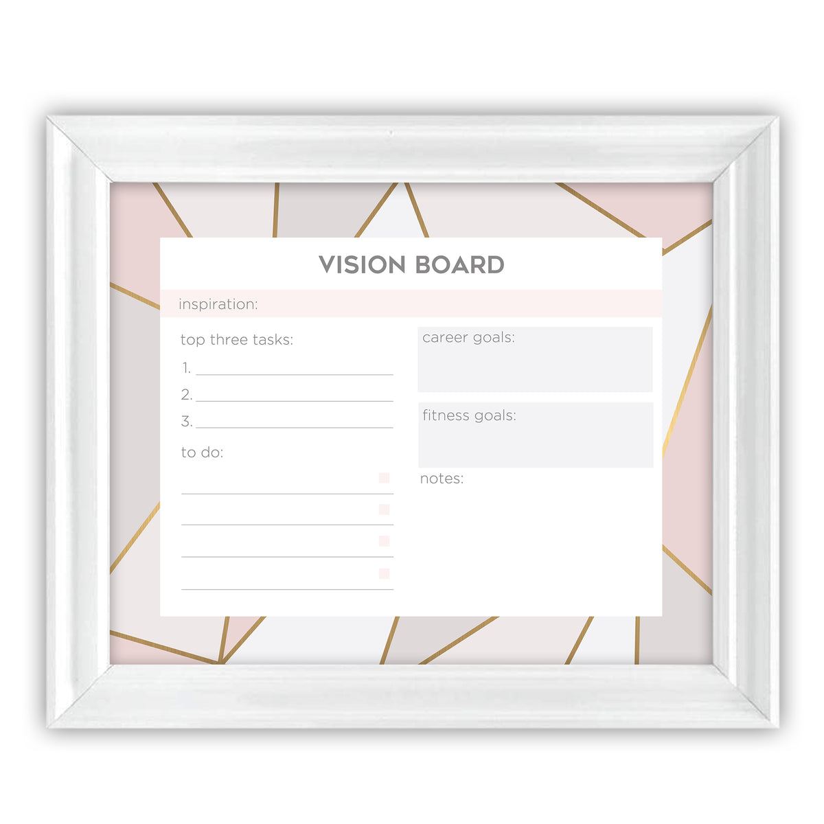 Modern Blush Geometric Pattern Decorative Framed Vision Board – La ...