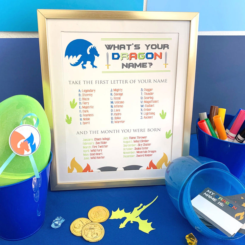 Dragon Birthday Party Dragon Name Tags and Sign Digital Files – La ...