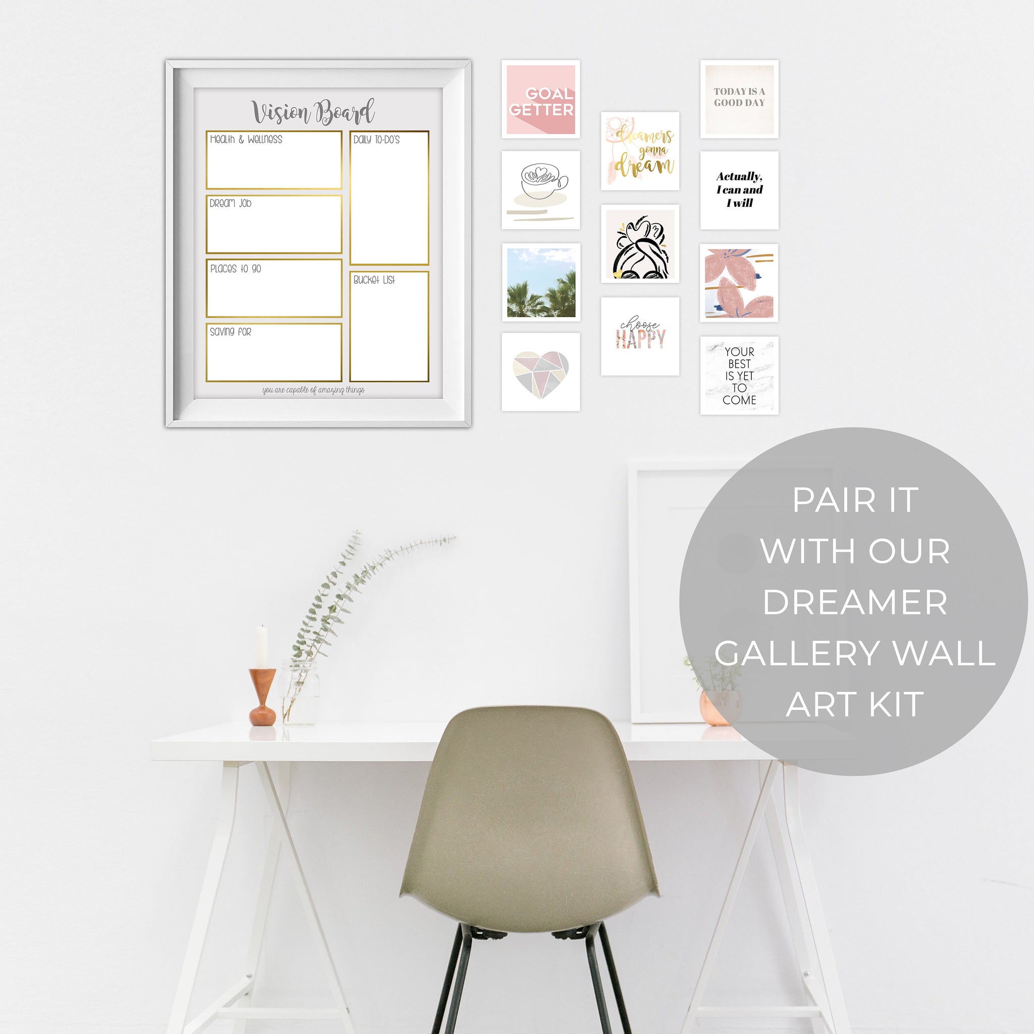 Simple Gold and Gray Modern Vision Board Creator – La Design Boutique